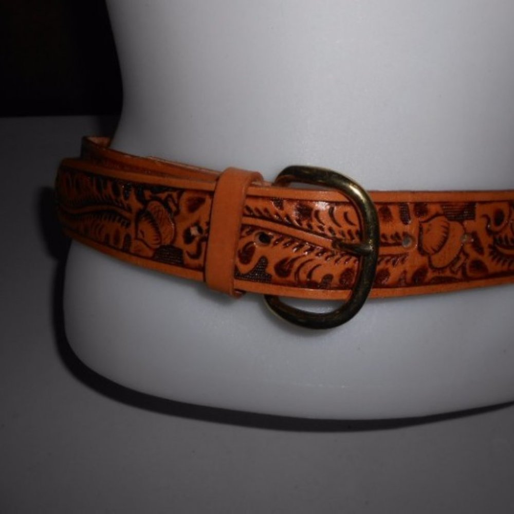 Vintage Comanchero Tooled Stamped Brown Leather Weste… - Gem